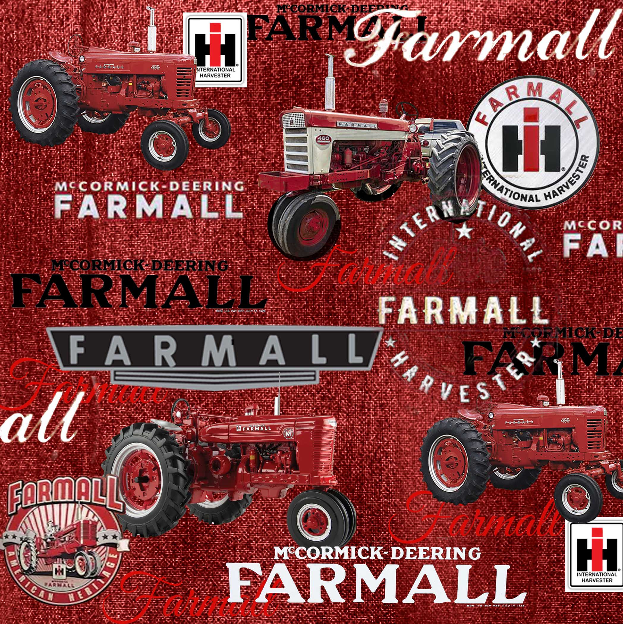 Farmall Logos & Tractors Red - 15 Yd Bolt - 10542RED