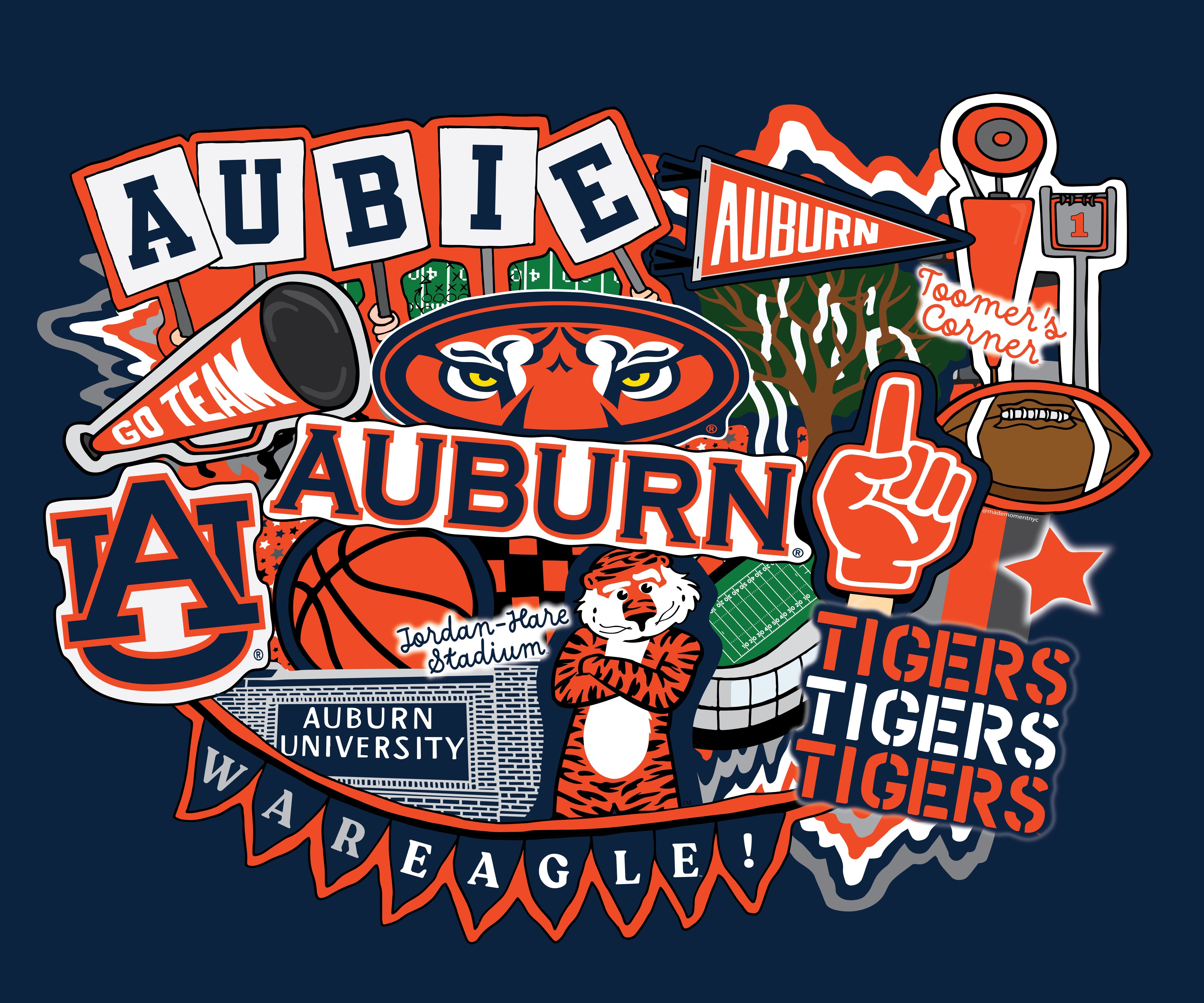 AUBURN UNIVERSITY-Doodle Panel Designed by Sammy-100% Cotton