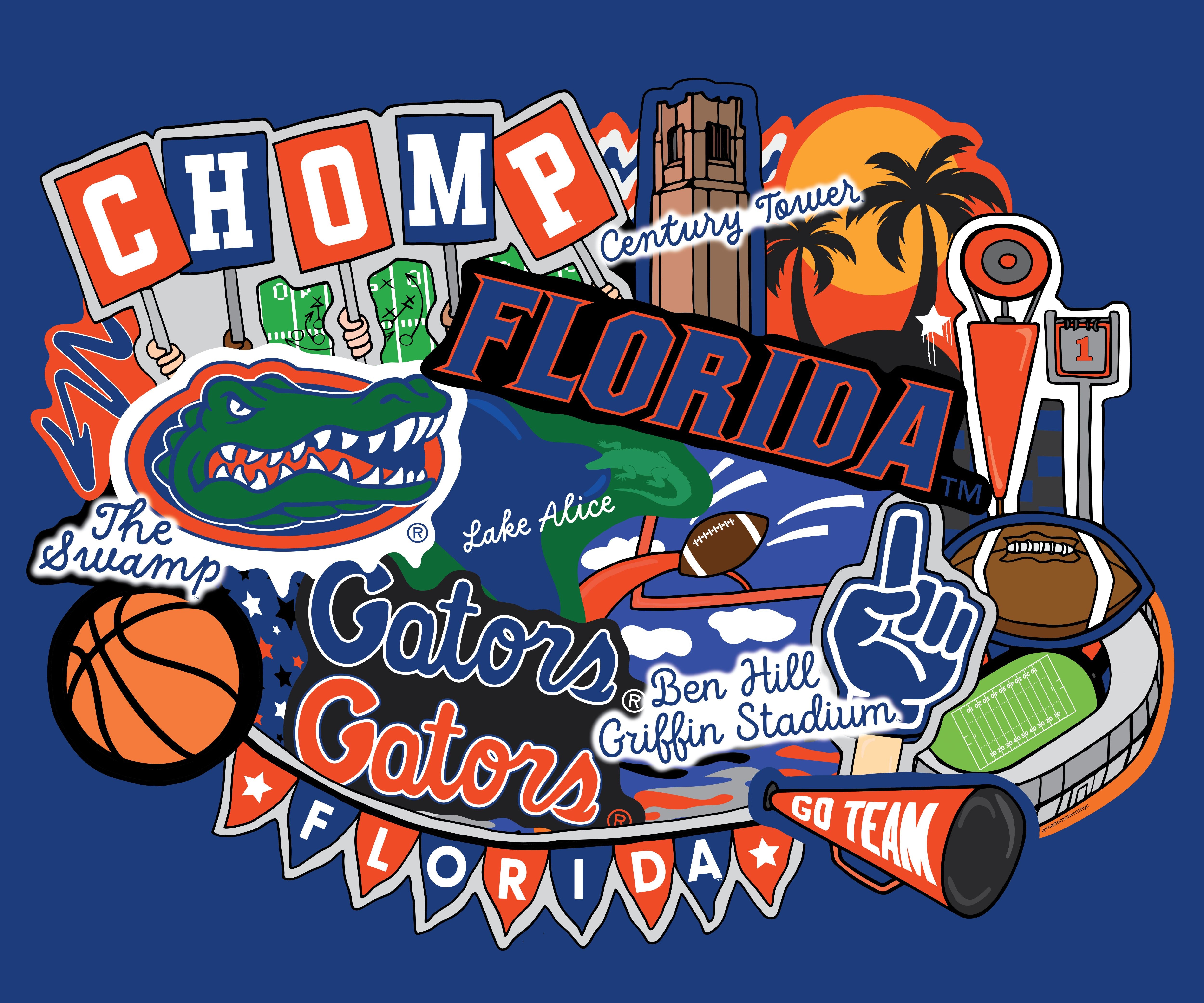 UNIVERSITY OF FLORIDA-Doodle Panel Designed by Sammy-100% Cotton