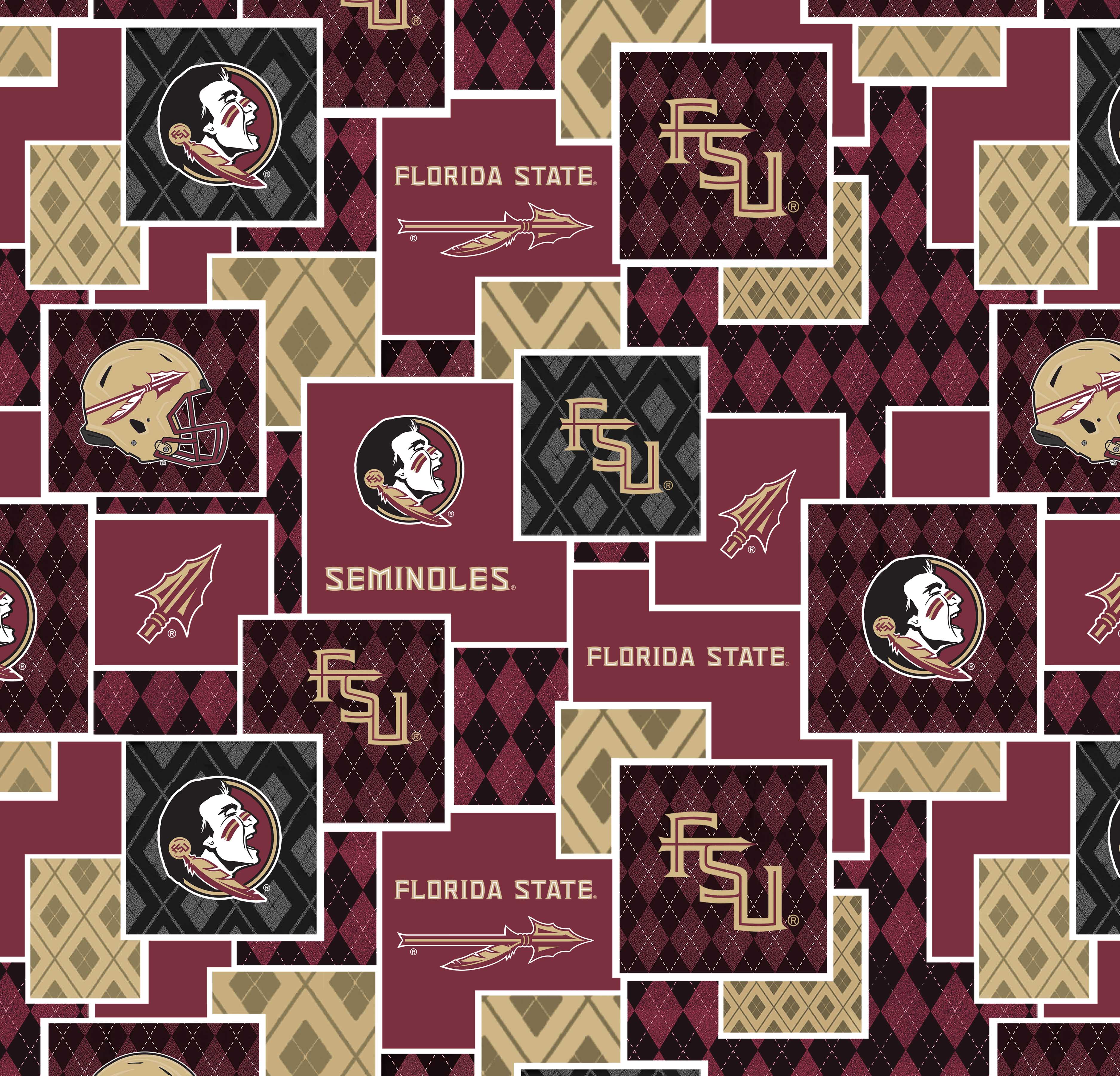 FLORIDA STATE UNIVERSITY-Argyle Boxes-100% Cotton - FSU1371