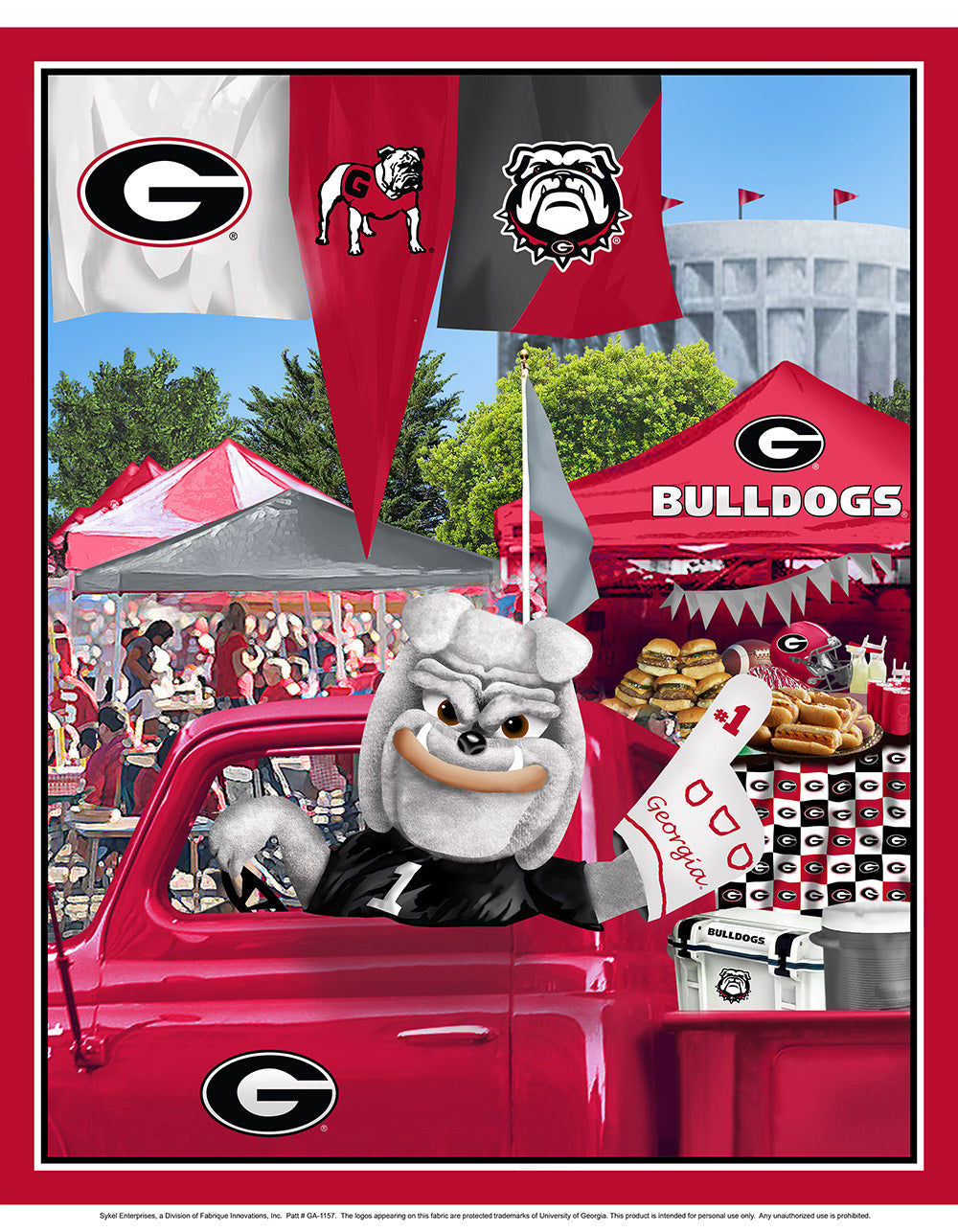 UNIVERSITY OF GEORGIA-Tailgate Panel-100% Cotton-GA1157