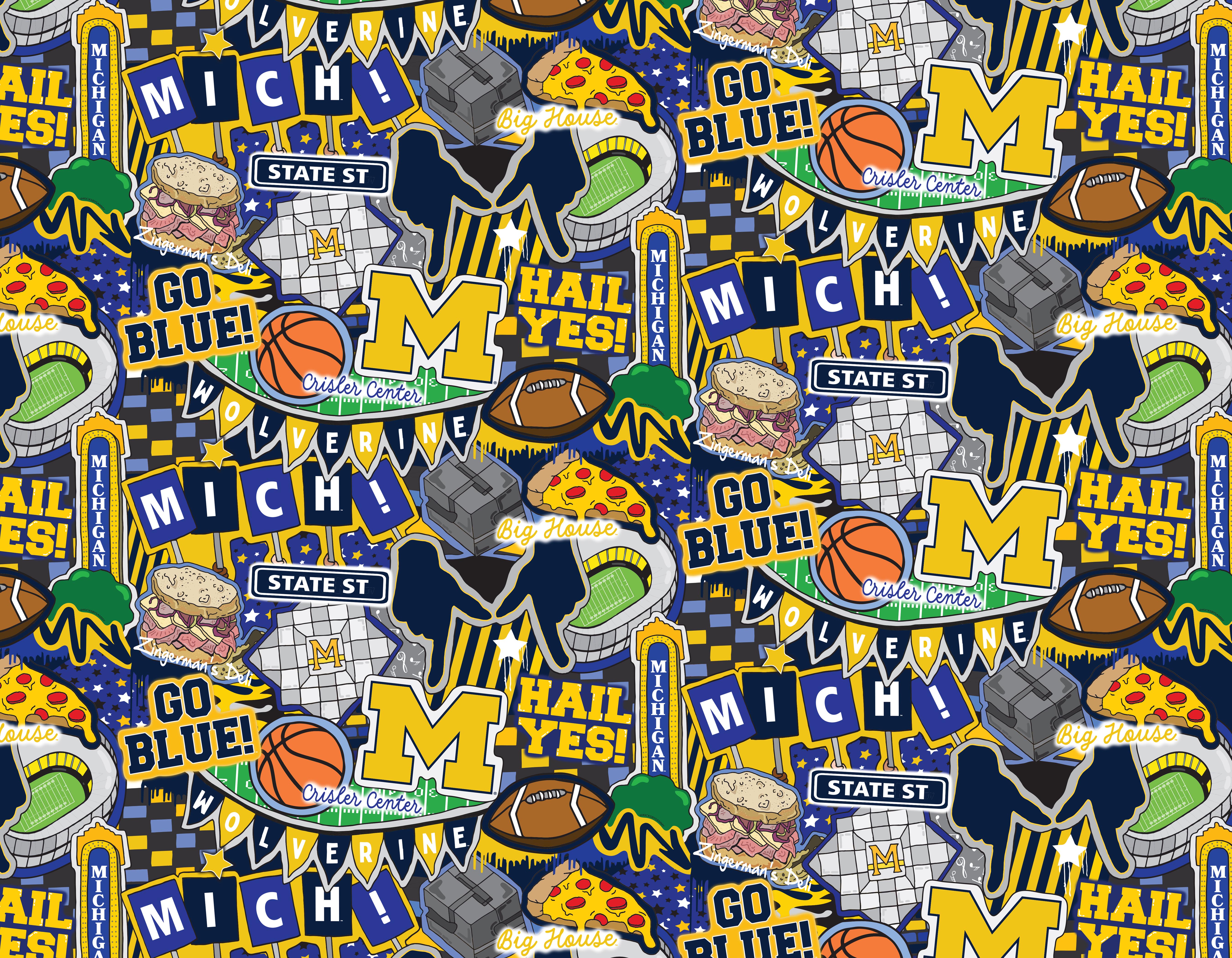 UNIVERSITY OF MICHIGAN-Doodle Designed by Sammy-100% Cotton - MCHG2001