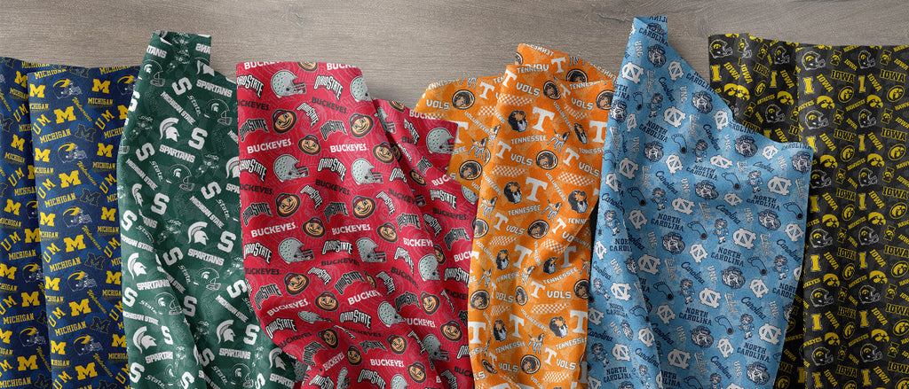 Exclusive Licensed College fabrics of NCAA, NHL and more