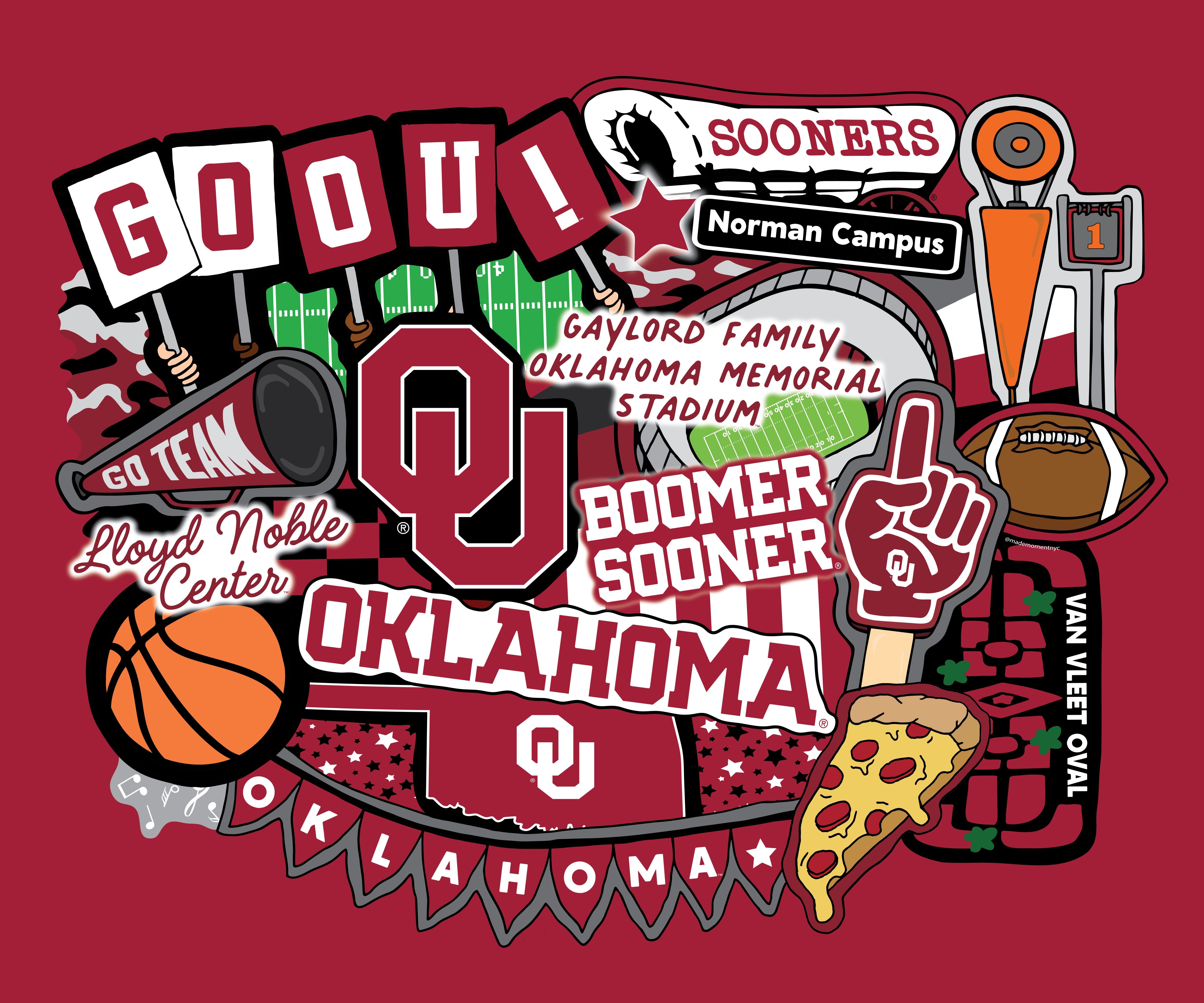 UNIVERSITY OF OKLAHOMA-Doodle Panel Designed by Sammy-100% Cotton
