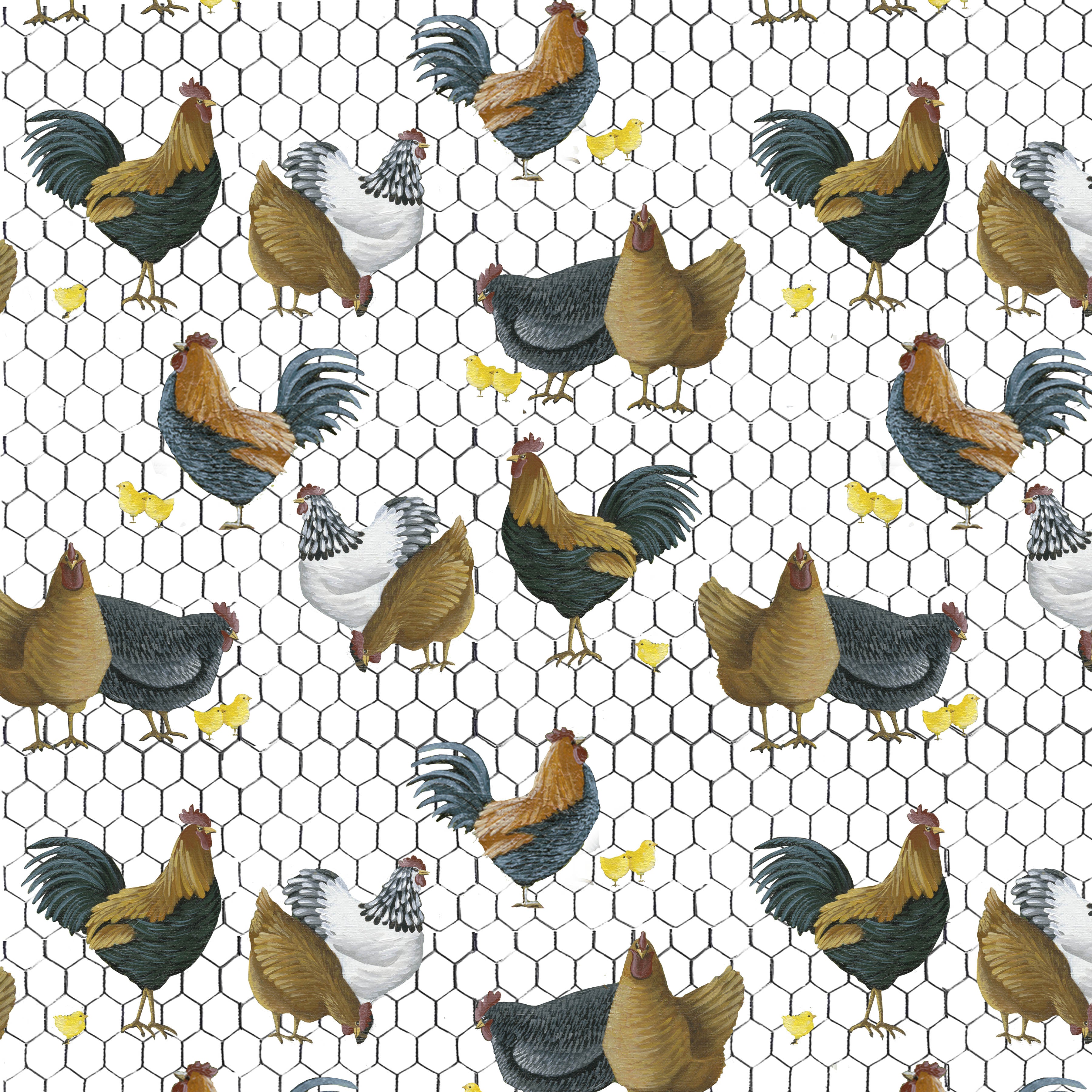 Farm Roosters & Chickens - 15 Yd Bolt - 10545