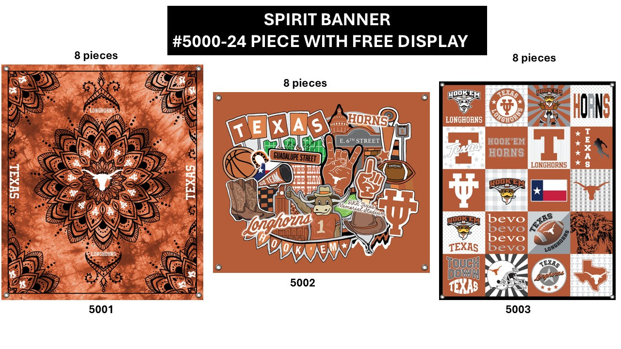 UNIVERSITY OF TEXAS SPIRIT BANNER-24 COUNT DISPLAY - TX5000
