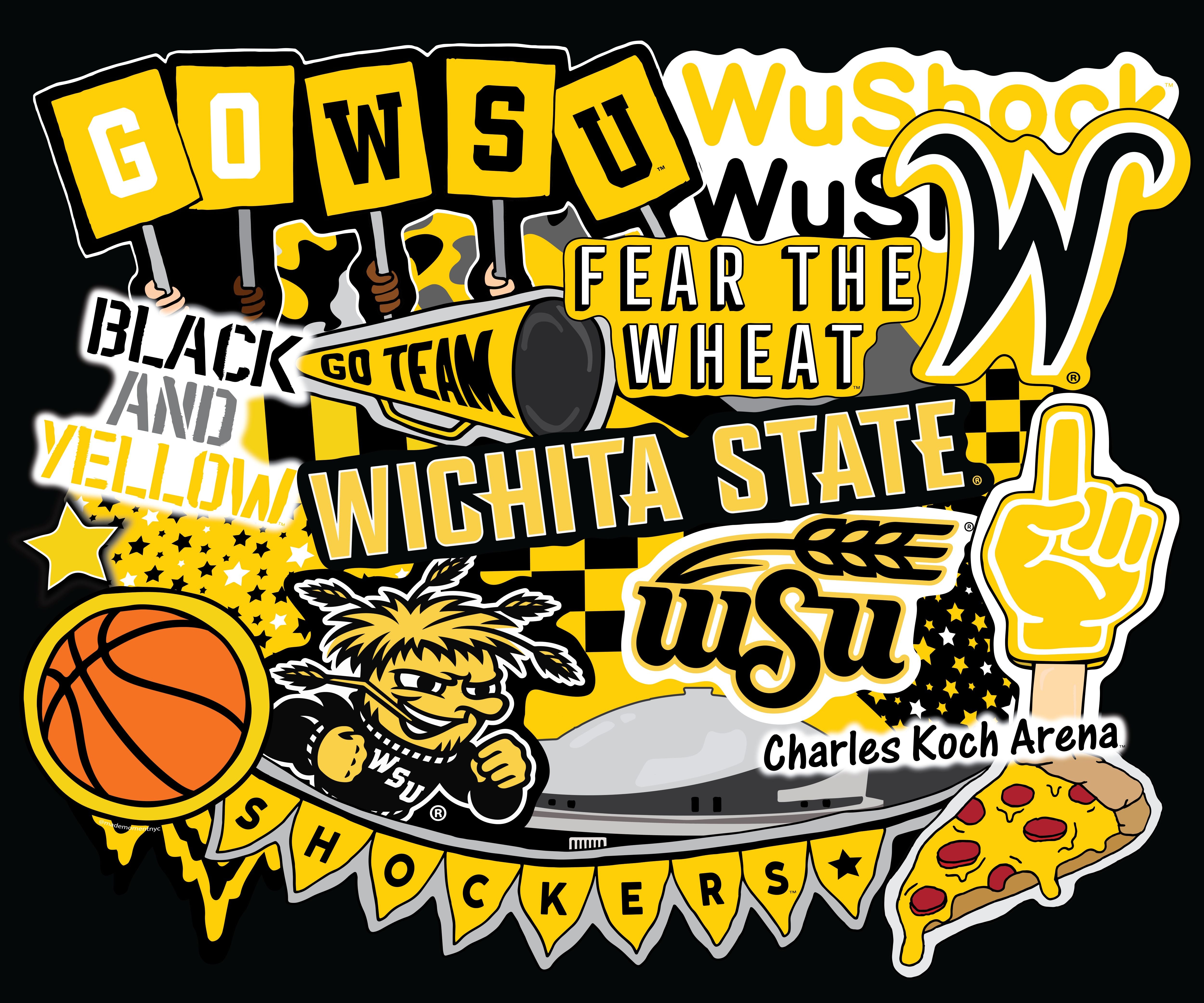 WICHITA STATE UNIVERSITY-Doodle Panel Designed by Sammy-100% Cotton